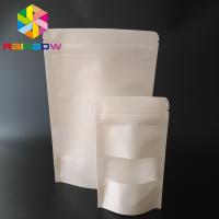 China White Doypack Stand Up Coffee Pouches k Kraft Paper Bags With Clear Window / Zipper for sale