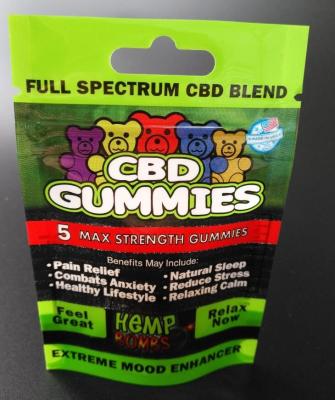 China Printed Zipper Resealable Plastic Bag Packaging Cbd Gummy Candy Pouch Glossy Surface for sale