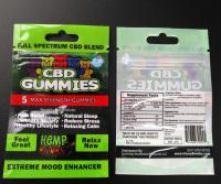 China Printed Zipper Resealable Plastic Bag Packaging Cbd Gummy Candy Pouch Glossy Surface for sale
