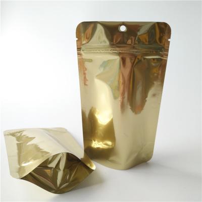 China Logo Custom Stand Up Coffee Pouches , Gold Metallic k Food Packaging Bags for sale