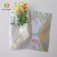 China Zip Top Heat Seal Packaging Bags Eyelashes Holographic Stand Up Pouch Clear Front for sale