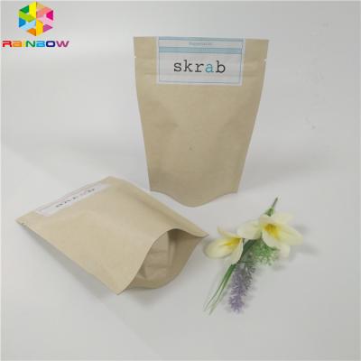China Zip Lock Pouch Kraft Custom Printed Paper Bags Scrub Packaging Biodegradable Moisture Proof for sale