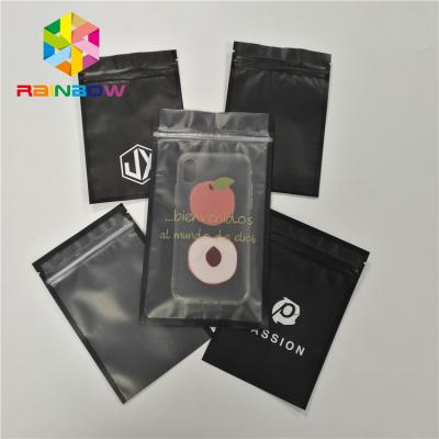 China Custom Printed Three Side Seal Plastic Bag For Phone Shell Packaging With Zipper and Clear Front for sale