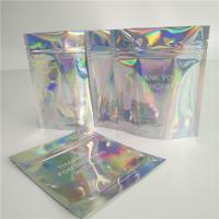 China Stand Up Cosmetic Pouch Makeup Bag Fashion Clear Shinny Bag Pouch Holographic Hologram Cosmetic Bags for sale