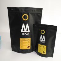 China 1 kg 500 grams 250 grams Stand Up Black Matte Coffee Packaging Bag With Top Zipper and Aluminum Foil Inside Bags for sale