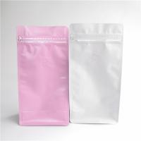 China Customized Matte White Flat Bottom Coffee Bag Reusable Zip Aluminum Foil Quad Bottom Bag With Valve for sale