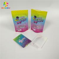 China Aluminum Foil Window Plastic Storage Bags Zipper Custom Logo Holographic Tear Notch for sale