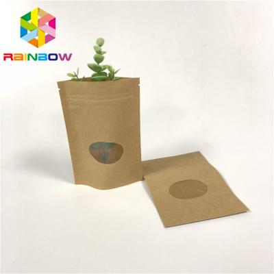 China k Stand Up Customized Paper Bags Round Window Reusable For Snack Packaging for sale