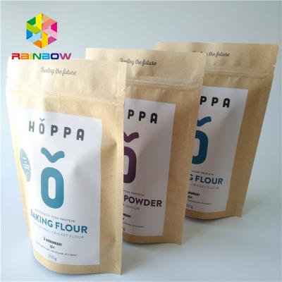 China No Pollution Heat Seal Food Packaging Stand Up Kraft Paper Zipper Bag For Nuts / Protein Powder for sale