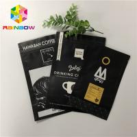 China Matt Black 200g Aluminum Foil Stand Up Pouch Zip Lock Coffee Bag Gravure Printing for sale