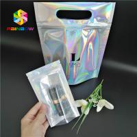 China Plastic Hologram Mylar Zipper Cosmetic Packaging Bag CMYK Color With Clear Window for sale