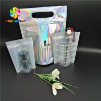 China Plastic Hologram Mylar Zipper Cosmetic Packaging Bag CMYK Color With Clear Window for sale