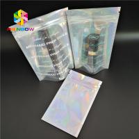 China Plastic Hologram Mylar Zipper Cosmetic Packaging Bag CMYK Color With Clear Window for sale