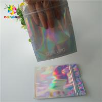China Hologram Zipper Customized Paper Bags Holographic Stand Up CMYK For Cosmetics for sale