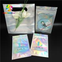China Hologram Zipper Customized Paper Bags Holographic Stand Up CMYK For Cosmetics for sale