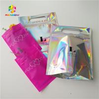 China Hologram Zipper Customized Paper Bags Holographic Stand Up CMYK For Cosmetics for sale
