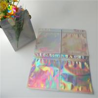 China Hologram Zipper Customized Paper Bags Holographic Stand Up CMYK For Cosmetics for sale