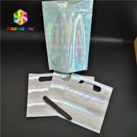 China Hologram Zipper Customized Paper Bags Holographic Stand Up CMYK For Cosmetics for sale