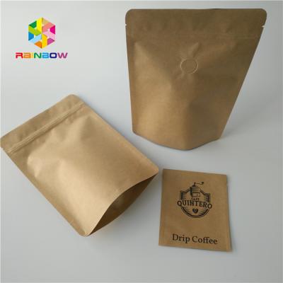 China Kraft Paper Custom Printed Stand Up Pouches Packaging For Coffee Beans 1kg 500g for sale