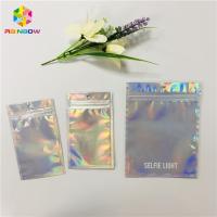 China Custom Cosmetic Packaging Bag Plastic Hologram Mylar Zipper With Clear Window for sale