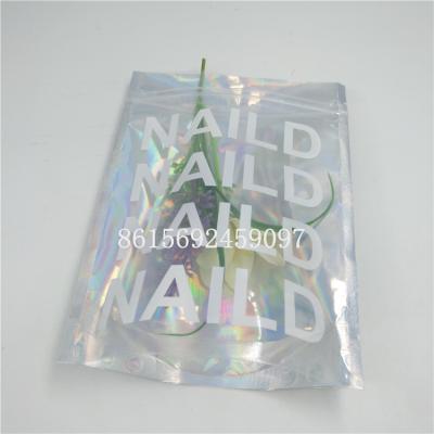 China Holographic Laser Aluminium Foil Bag Custom Logo Printing Zipper Top For Eyelash for sale