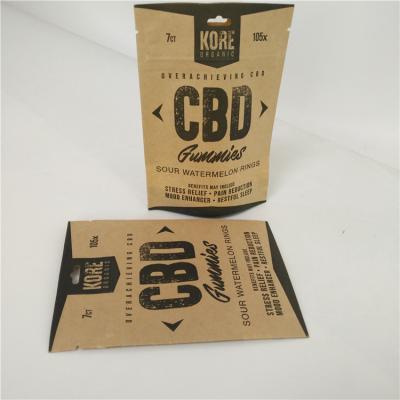 China Resealable Plastic Pouches Packaging CBD Eco Friendly Kraft Paper Bags Aluminum Foil Inside for sale