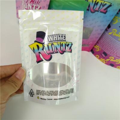 China Food Weed Plastic Pouches Packaging Custom Printed Stand Up Pink Runts Bags Heat Seal for sale