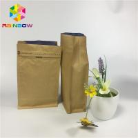 China Flat Bottom Snack Bag Packaging Custom Print Kraft Paper Aluminum Foil Zipper Top for sale