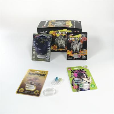 China Rhino 69 3D Blister Card Packaging Male Enhancement Capsule Plastic Insert 3d Card Boxes for sale