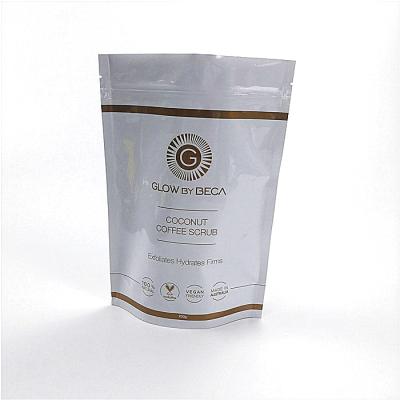 China Glossy White Mylar Plastic Pouches Packaging Stand Up Pouch For Coffee Packaging for sale