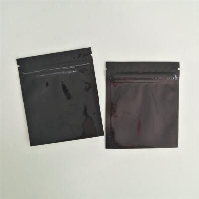 China Reusable Bpa Free Black Sachet Herbal Incense Packaging Glossy Aluminium Foil Zipper Bags for sale