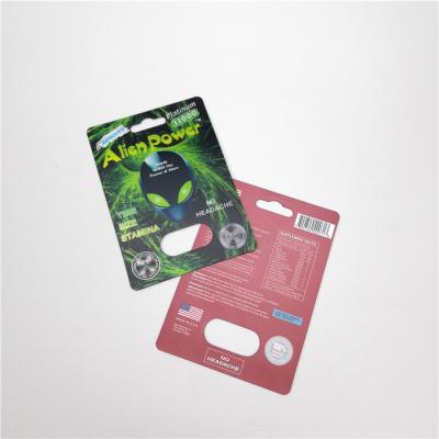 China Enhances Sexual Drive Blister Paper Card Alien Power / Swag Capsules Packaging for sale