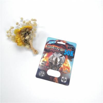 China Customized Color 3d Blister Card Fire Rhino 50K Male Enhancement Pill Packaging for sale