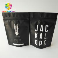 China Matte Black Metallic Foil Pouch Stand Up 2 Oz Coffee Bags With Zipper / Valve for sale