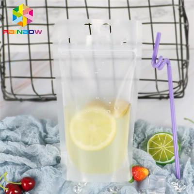 China Transparent Liquid Drink Food Pouch Packaging Bags Stand Up FDA With Handles / Straws for sale
