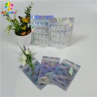 China Stand Up Customized Makeup Organizer Bag One Side Clear Holographic Laser Packaging for sale