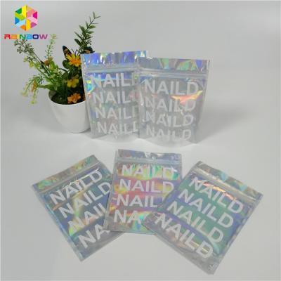China Holographic Foil Zipper Stand Up Pouch Mylar Bag Custom Print k Smell Proof for sale