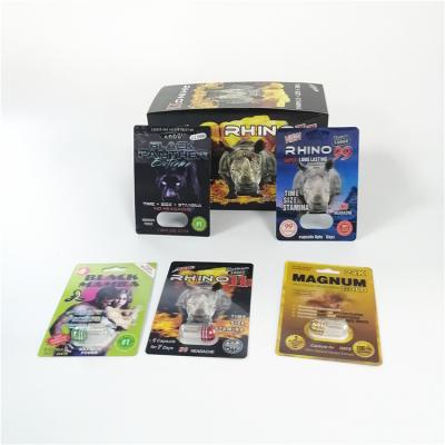 China Sexual Enhancement Pills Blister Card Packaging Rhino Series For Powder Sex Capsule Pack for sale
