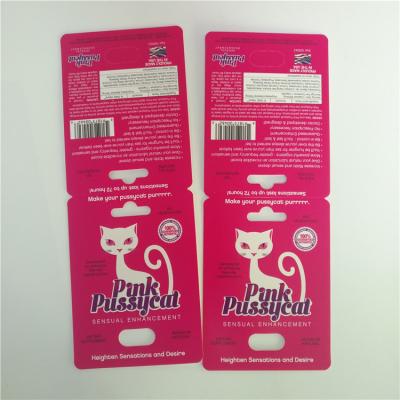 China UV Effect Pink Pussycat Paper Cards Capsule Blister Packaging With Container Bullet for sale