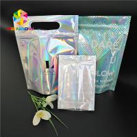 China Skincare Cosmetic Packaging Bag Hologram Foil Bath Salt Packing With Window / Hanger for sale