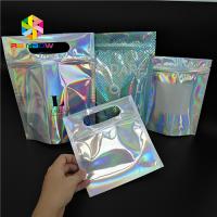 China Skincare Cosmetic Packaging Bag Hologram Foil Bath Salt Packing With Window / Hanger for sale