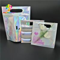 China Skincare Cosmetic Packaging Bag Hologram Foil Bath Salt Packing With Window / Hanger for sale