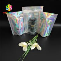 China Mylar Hologram Zipper Customized Paper Bags For Eyelash Glue Cosmetics Products for sale