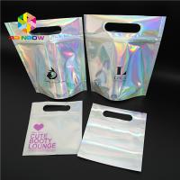 China Gravure Printing Clear Plastic Cosmetic Bags Top Handle Holographic Foil For Clothes / Glove for sale