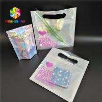 China Gravure Printing Clear Plastic Cosmetic Bags Top Handle Holographic Foil For Clothes / Glove for sale