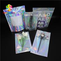 China Gravure Printing Clear Plastic Cosmetic Bags Top Handle Holographic Foil For Clothes / Glove for sale