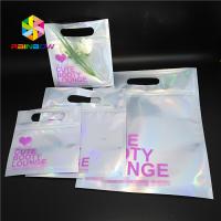 China Gravure Printing Clear Plastic Cosmetic Bags Top Handle Holographic Foil For Clothes / Glove for sale