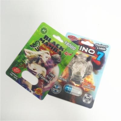 China 3d Holographic Effect Blister Card Packaging With Gold Rhino Container Bullet for sale