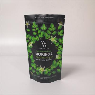 China Recyclable Aluminum Foil Tea Bag Stand Up Pouch Customized Color With Reusable Zip Lock for sale