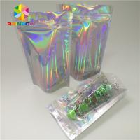 China Custom Plastic Mylar Resealable Stand Up Pouches Holographic Cosmetics Packaging for sale